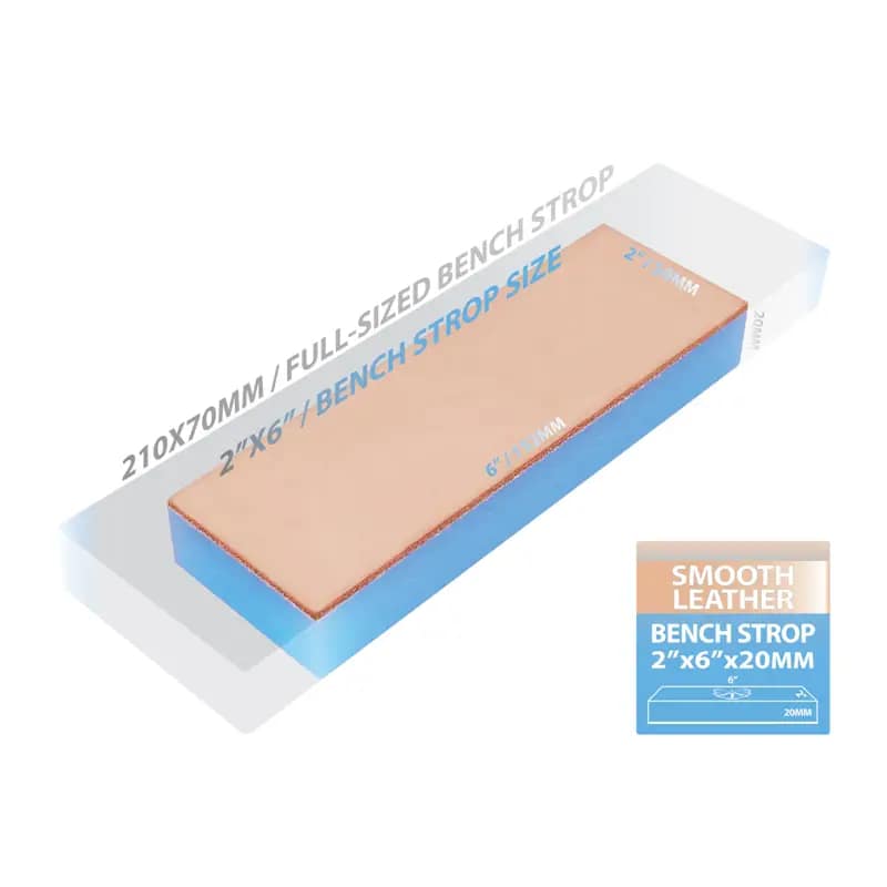 2×6 Veg Tanned Cow Leather Strop for Knives & Straight Razors