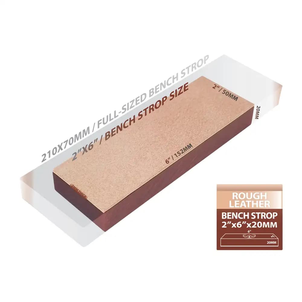 2×6 Rough Leather Knife Strop - Leather Bench Strop